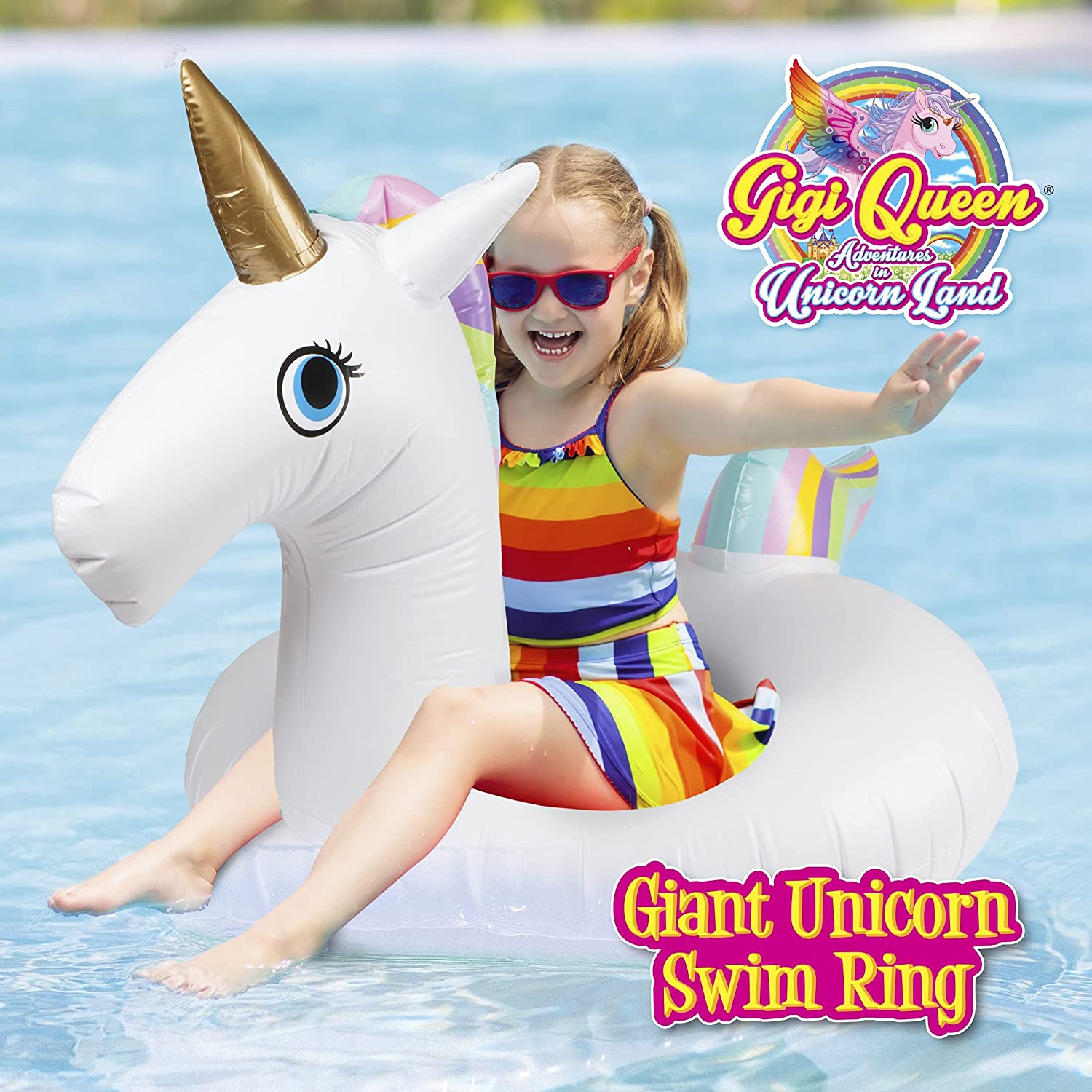 Giant Inflatable Unicorn 36" Swim Ring- Inflatables - HomeStoreDirect