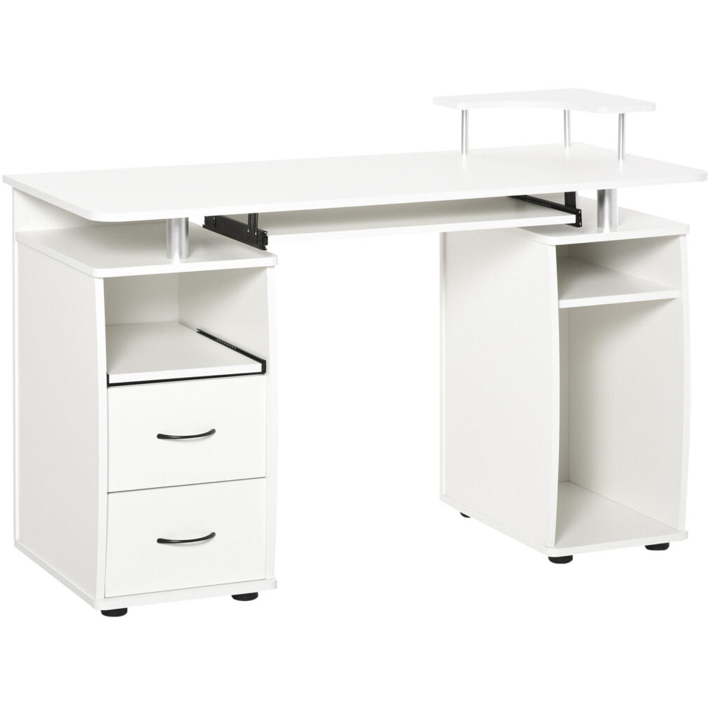 White Computer Desk Office PC Workstation - HomeStoreDirect