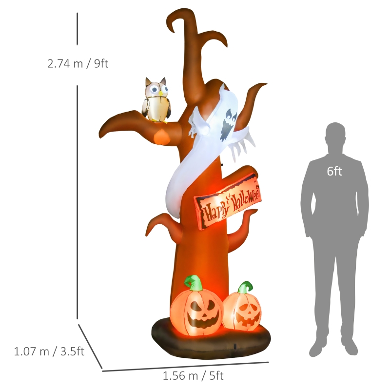 9 Foot Halloween Inflatable Dead Tree Decoration with LED