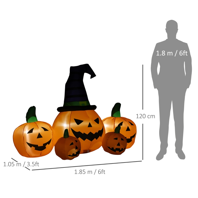 6 Foot Inflatable Halloween Large Pumpkins - 5 Piece Set